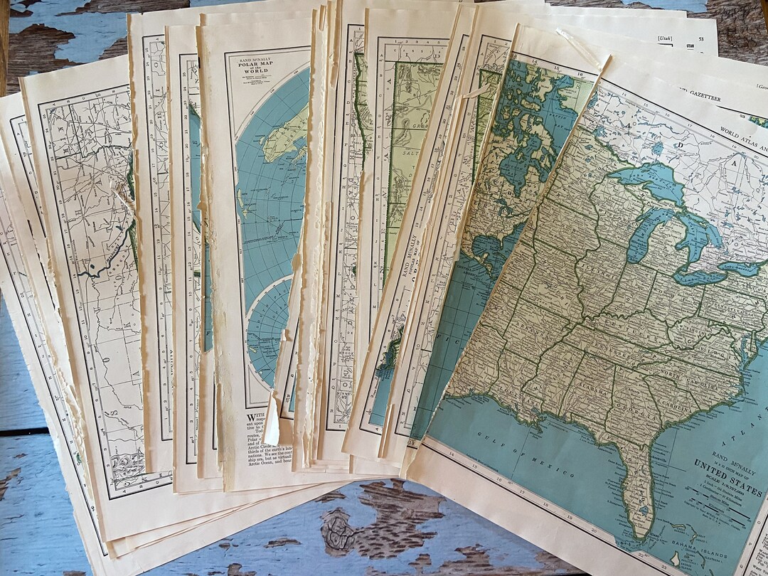 Antique Map Collection. 20 Large Vintage 1930s Map Set. Ephemera ...