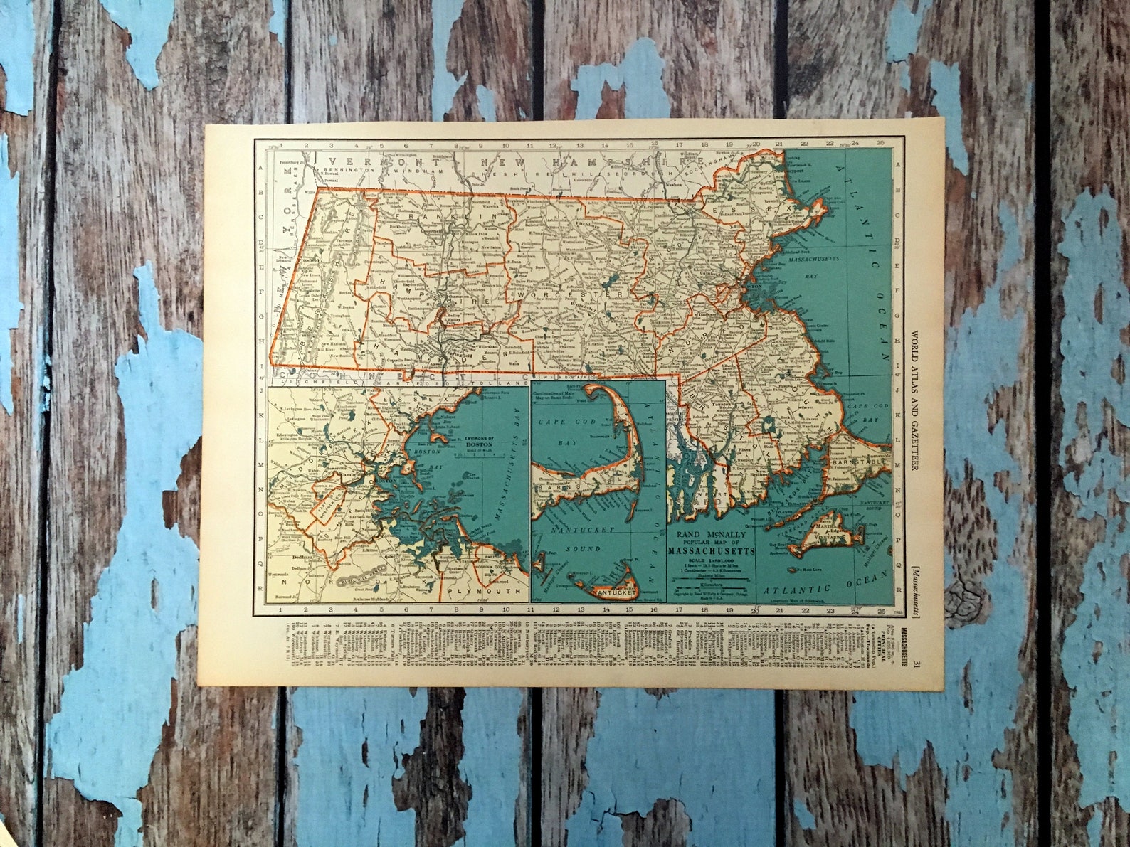 1937 Massachusetts Antique Map. Old State Map of Mass. - Etsy