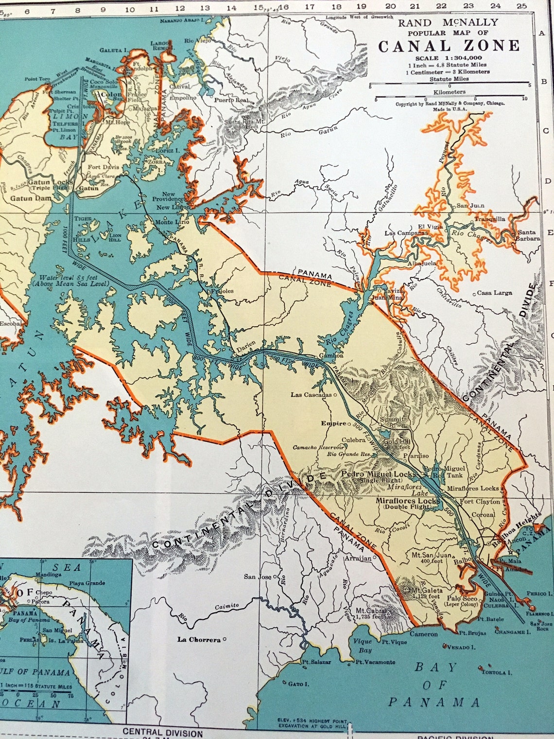 Mapa Antiguo Zona Canal / Canal de Panamá. Mapas Vintage. 1937 | Etsy