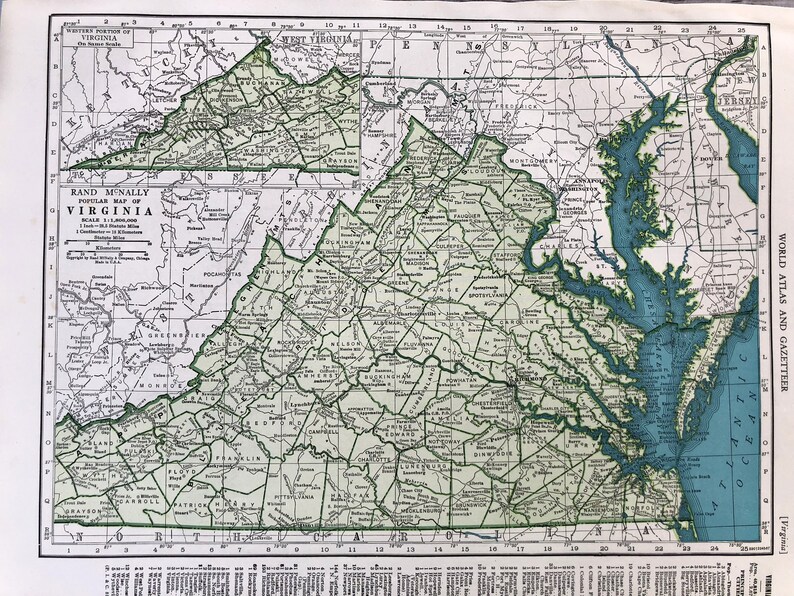 1940 Virginia Map. Old Map of Virginia. Antique Historical | Etsy