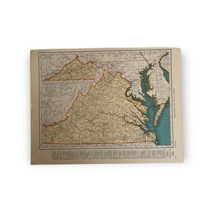 1937 Virginia Antique Map. Old State Map of Virginia. Historical Print ...
