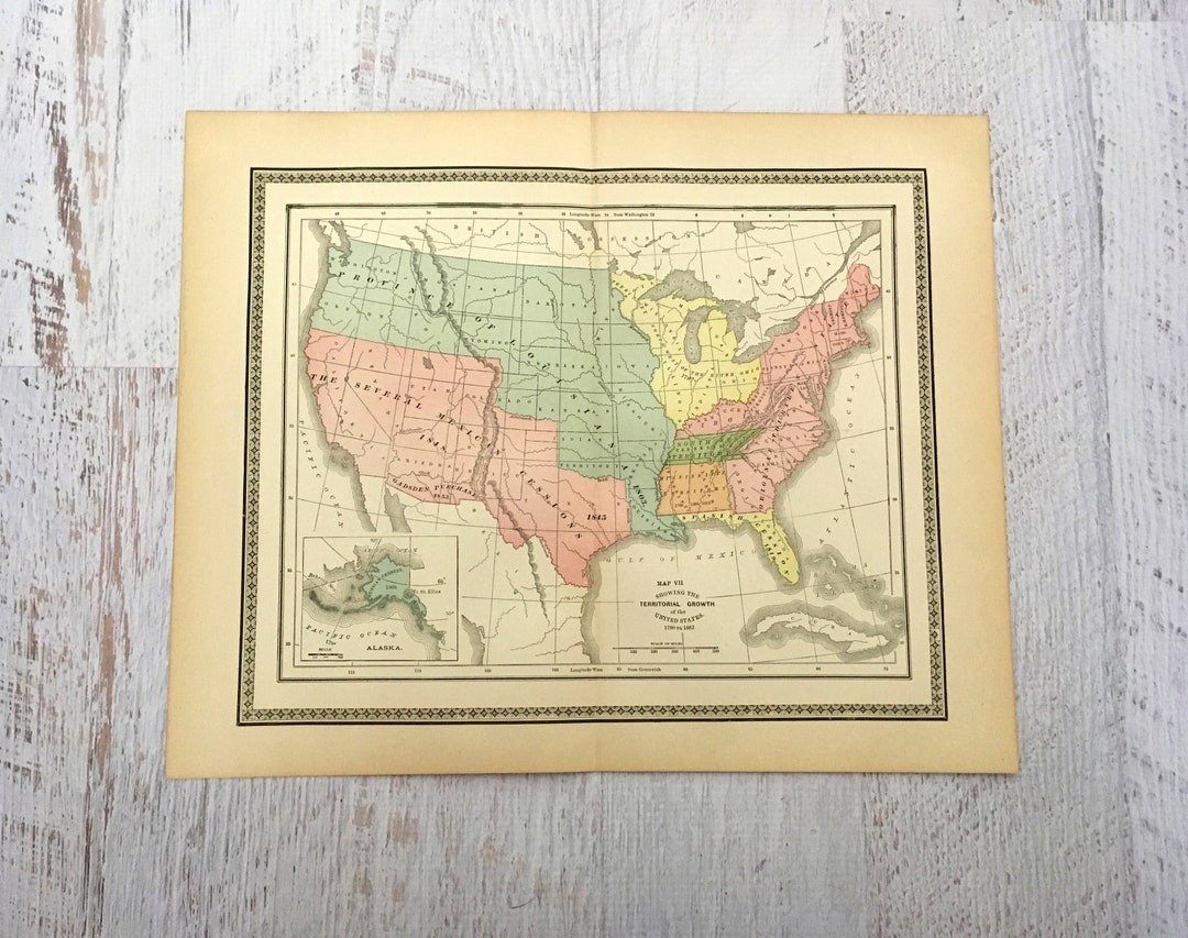 1882 Map Showing the Territorial Growth of the United States. Original ...