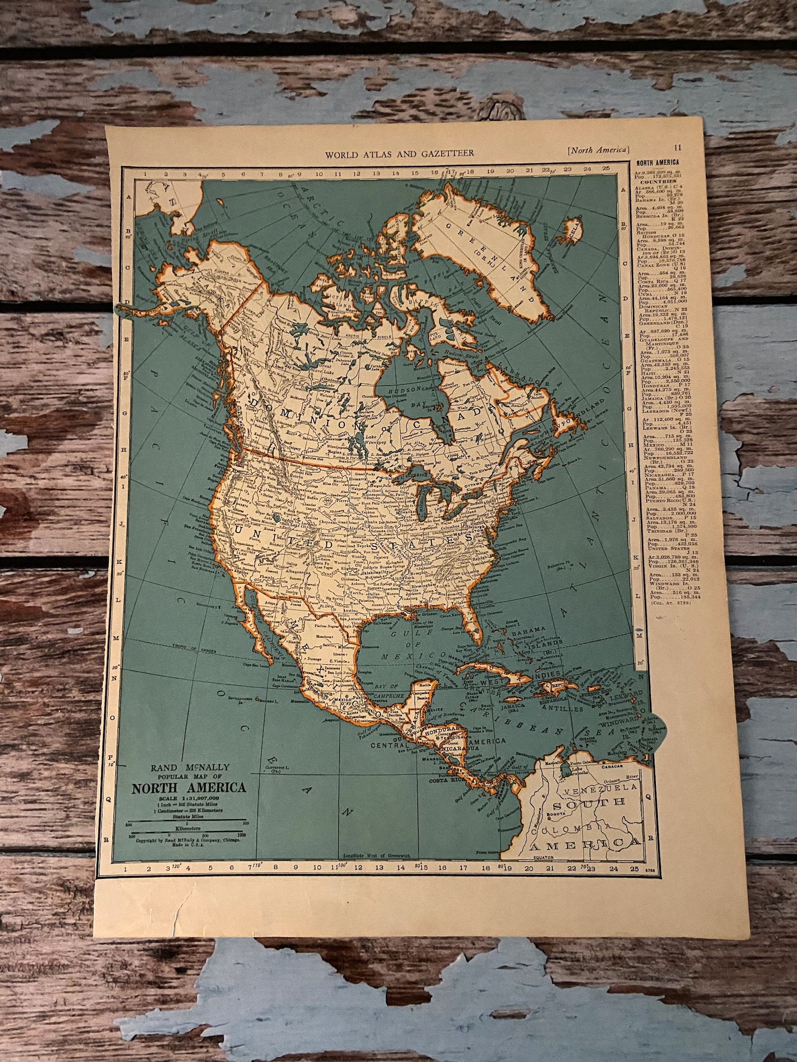 Antique Map of North America. Vintage North America Map 1937 | Etsy