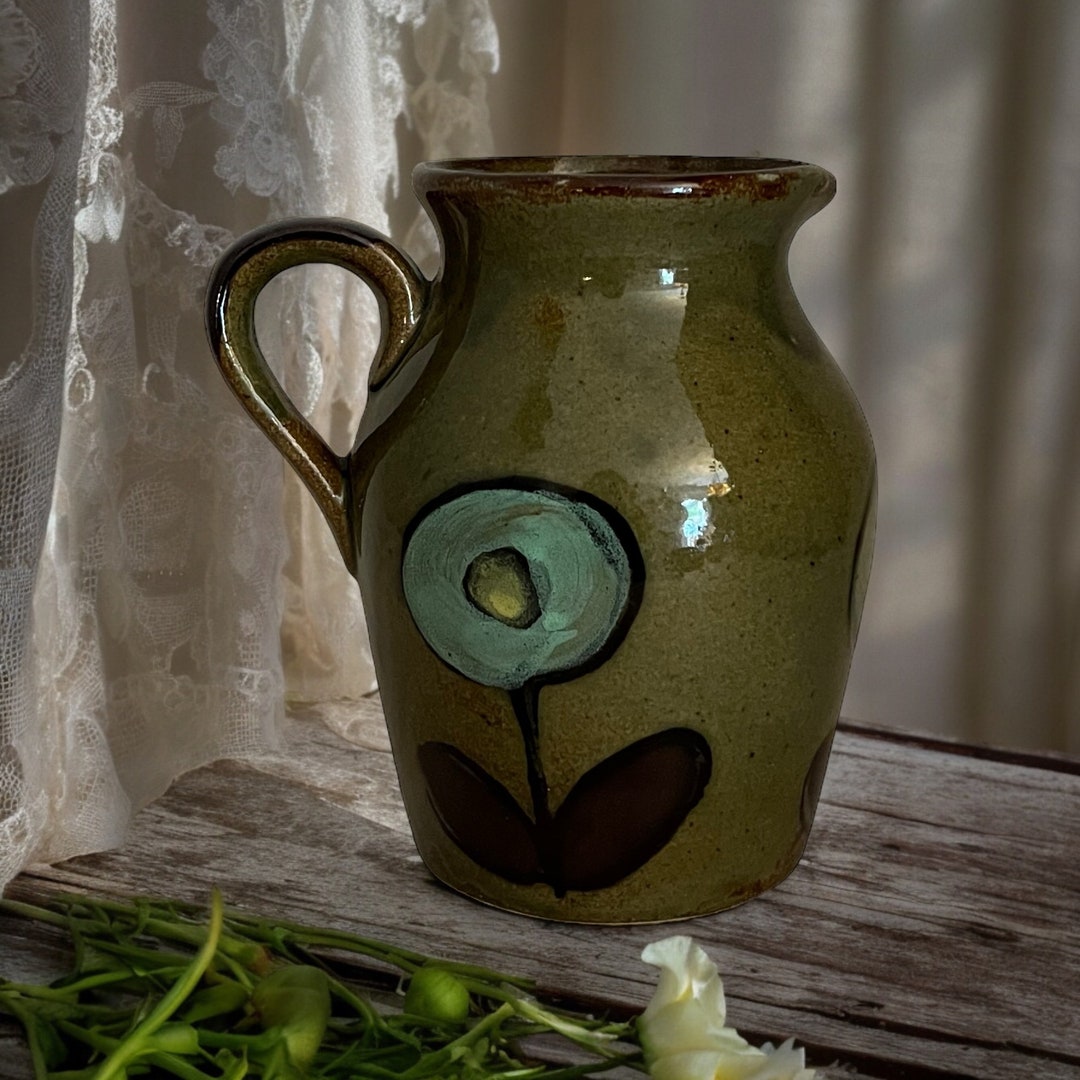 Vintage Nevco Japan Art Pottery Mini Ceramic Pitcher Boho Jug Mod ...