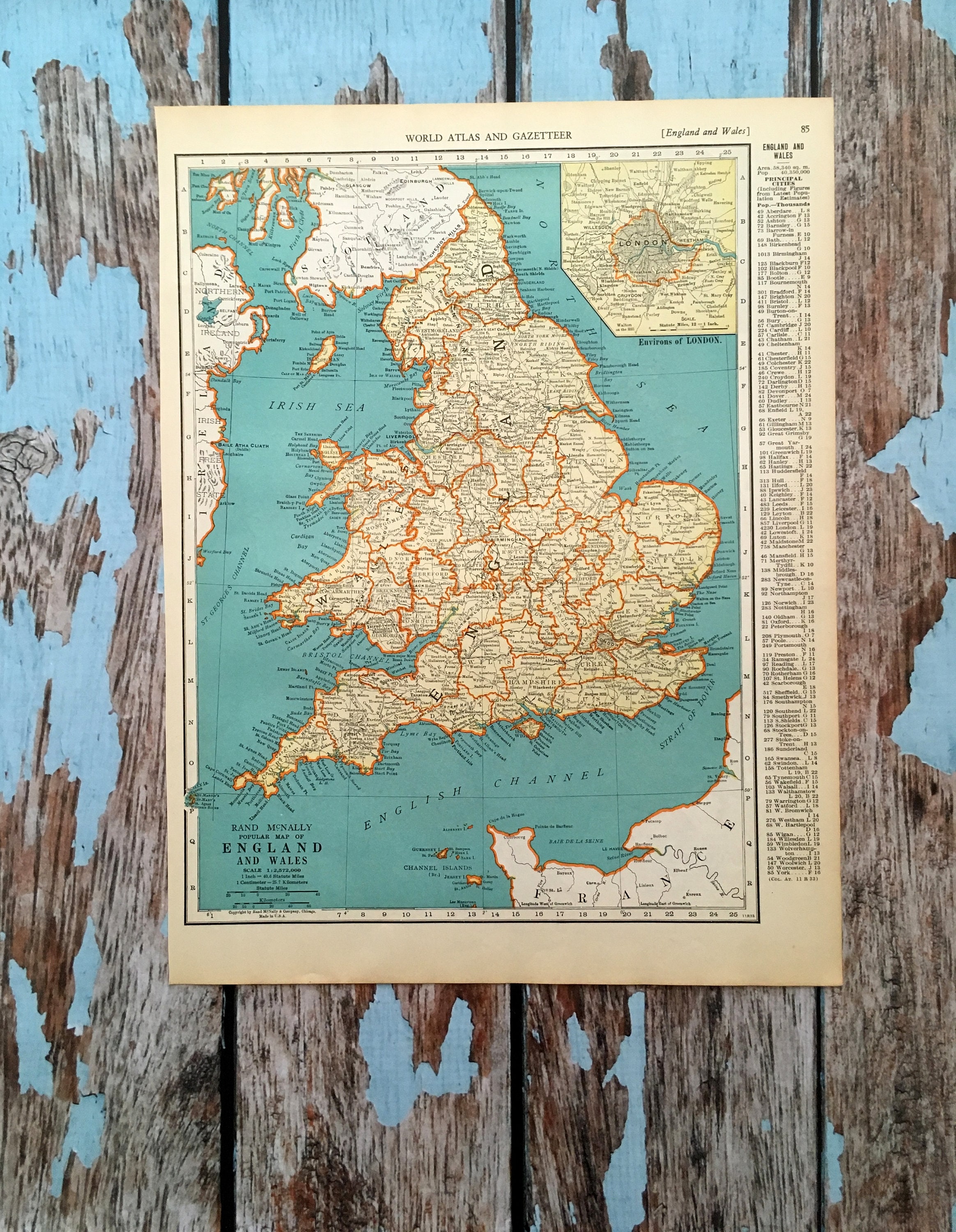 1937 England Antique Map. Old Map of England. Historical Print - Etsy UK