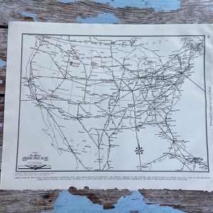 1937 Air Plane Map. American Operated Airline Routes. Historical Print ...