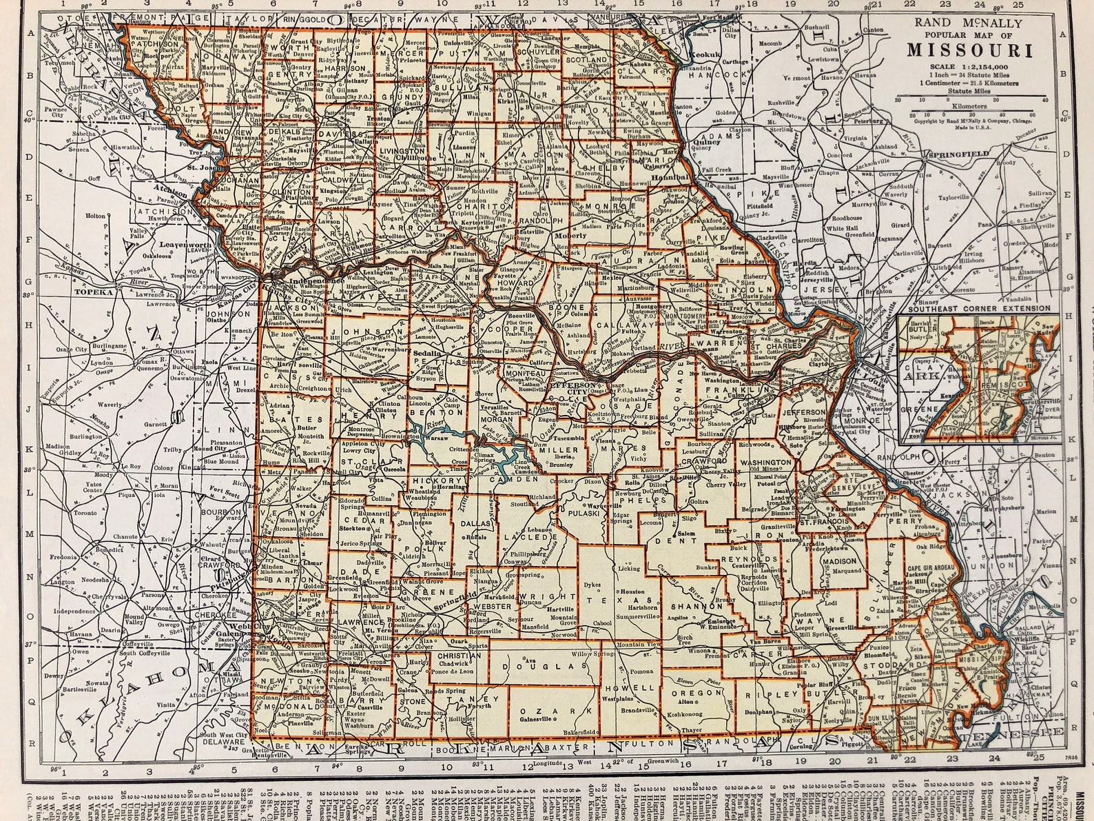 1937 Missouri Antique Map. Old State Map of Missouri. - Etsy