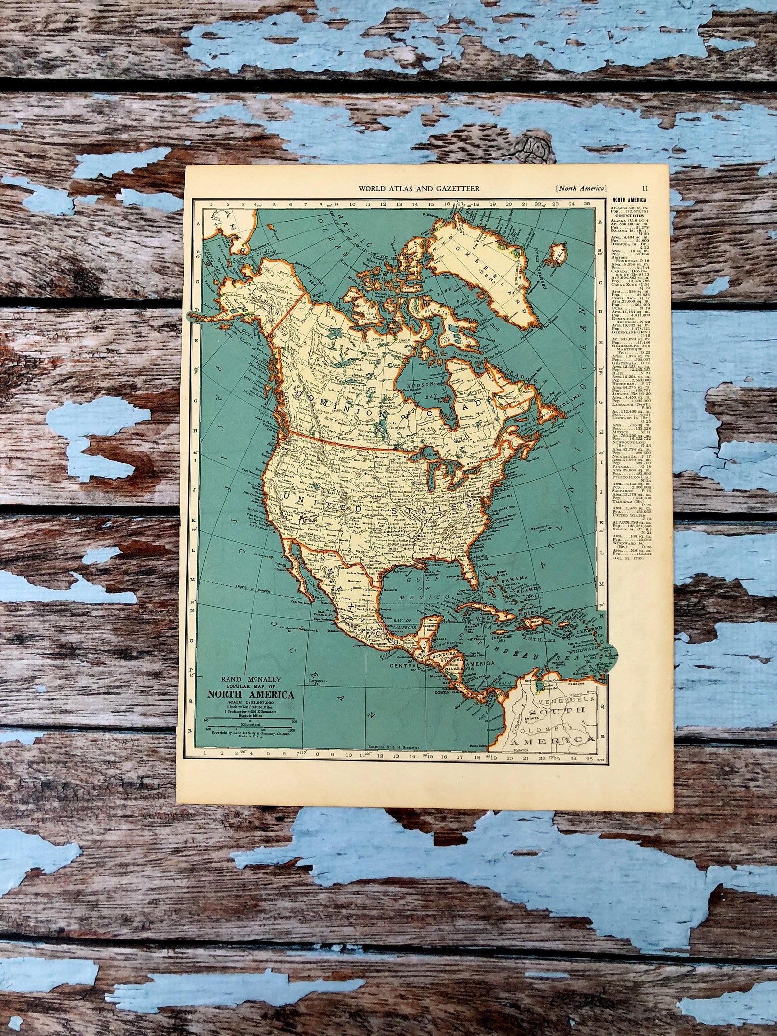 Antique Map of North America. Vintage North America Map 1937 | Etsy