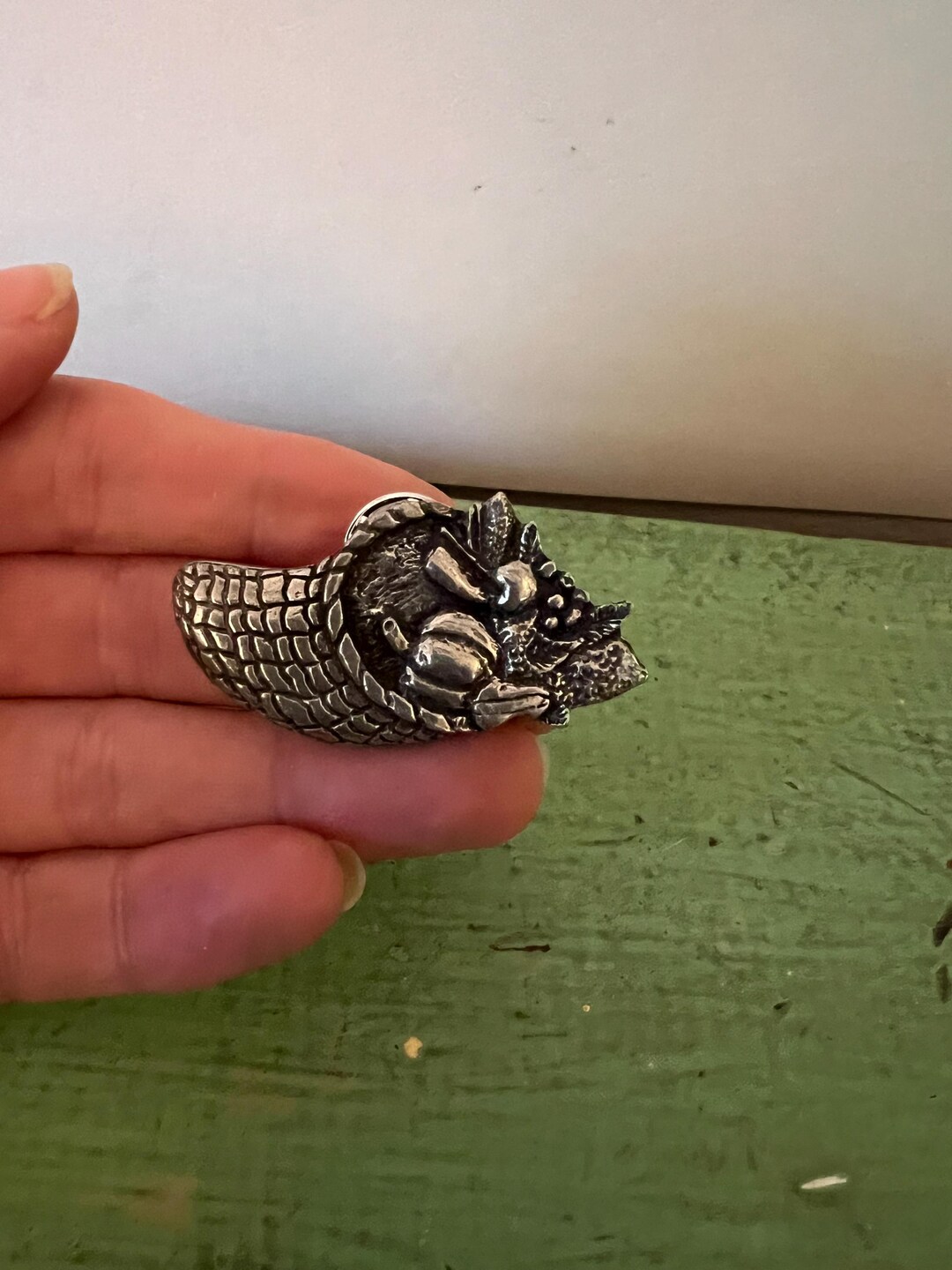 Vintage Horn of Plenty Pewter Pin Made by Barker 1997. Cornucopia Lapel ...