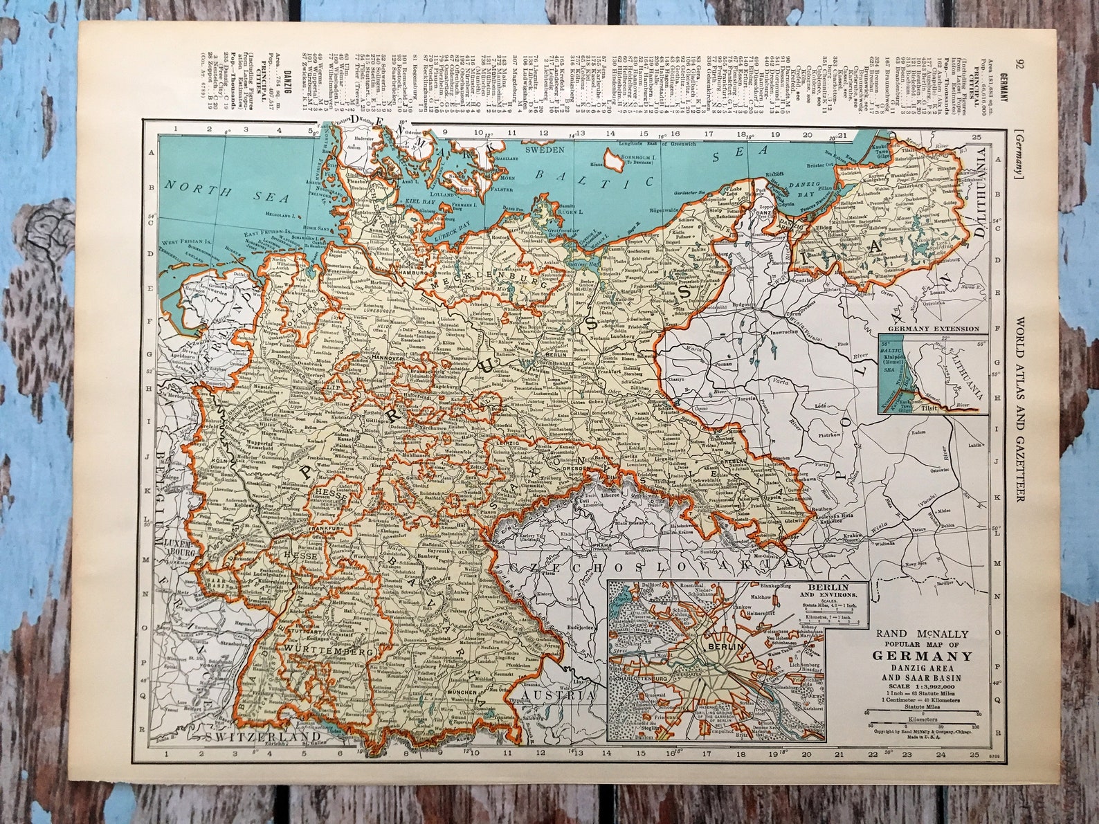 1937 Germany Antique Map. Old Map Historical Print Lithograph - Etsy