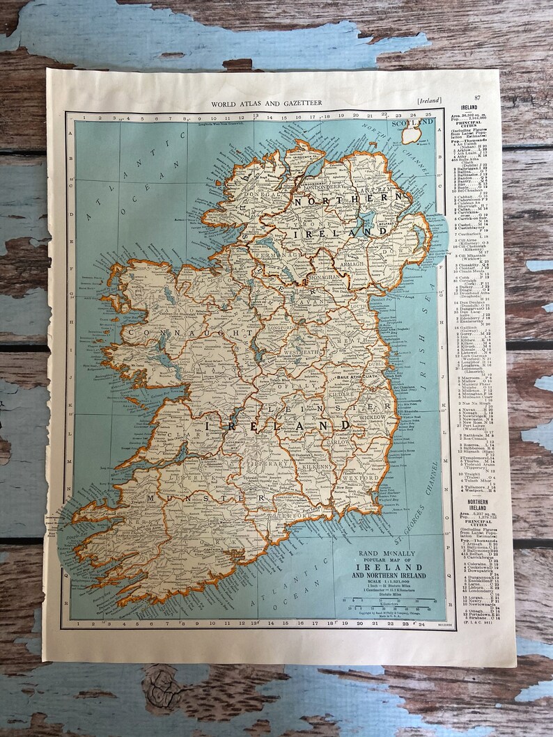 1937 Ireland Antique Map. Old Map of Ireland Historical | Etsy