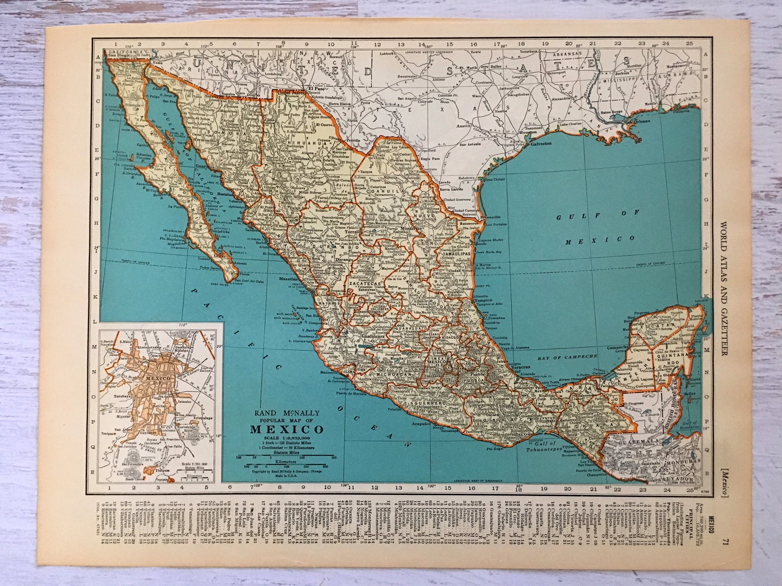 1937 Mexico Antique Map. Old Map of Mexico. Historical Print - Etsy