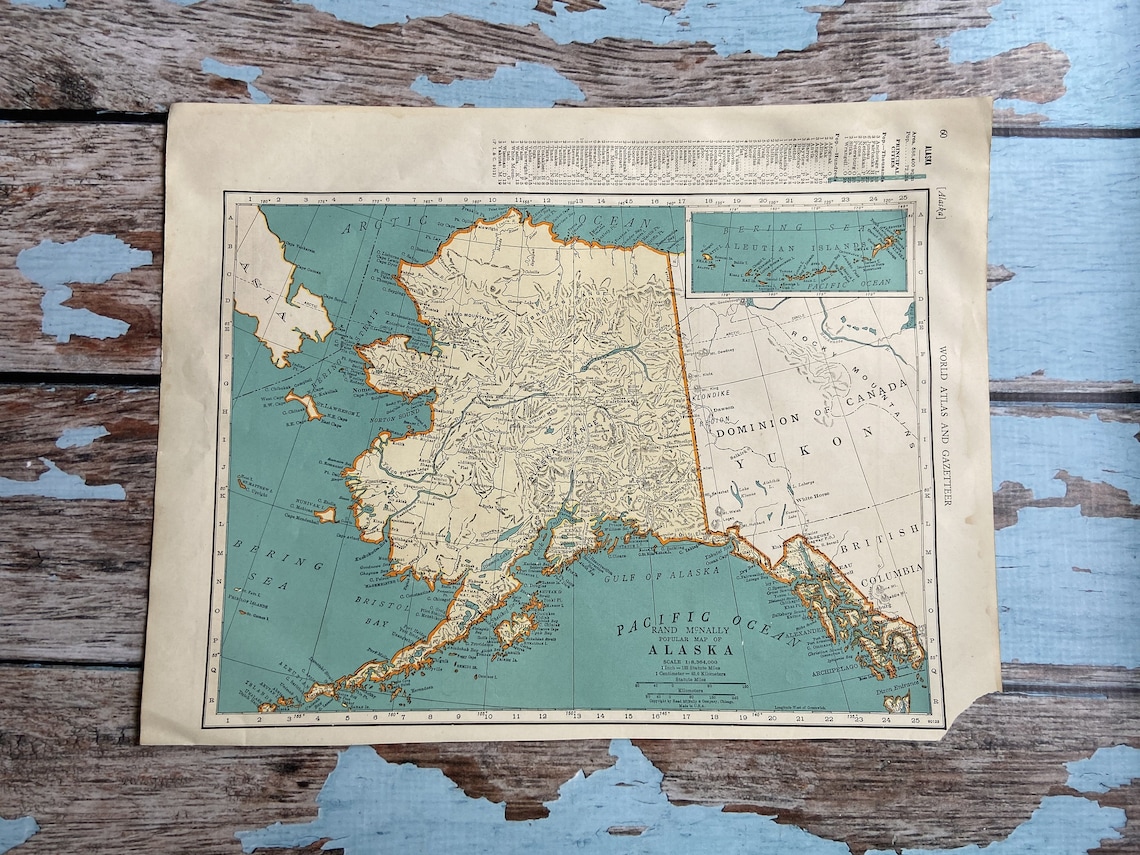 1937 Alaska Antique Map. Old State Map of Alaska. Historical - Etsy