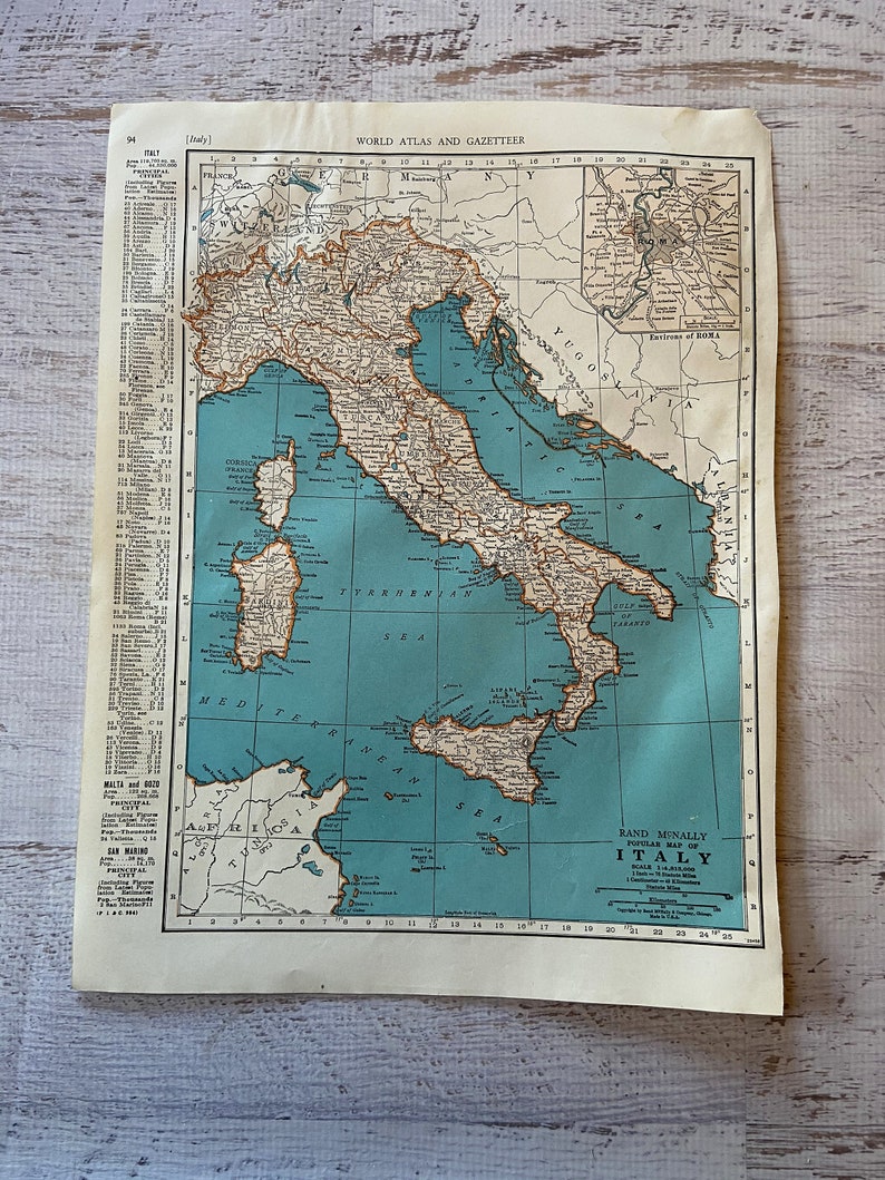 Antique Map of Italy. 1937. Beautiful Historical Print of | Etsy