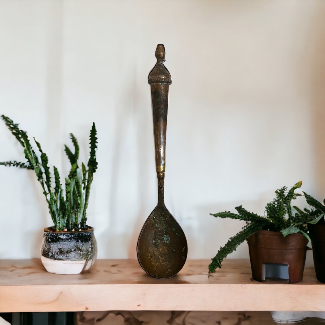 Antique Brass Hindu Puja / Pooja Spoon. Ceremonial Purification ...