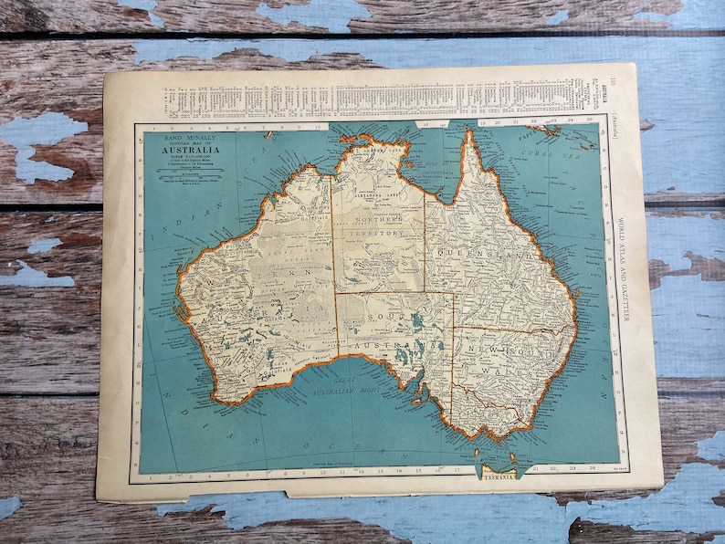 1937 Australia Antique Map. Old Map of Oceania South Pacific. | Etsy