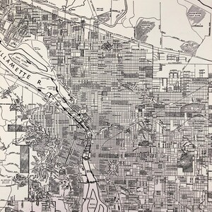 Antique Map of Portland. City Map. 1937 Historical Print, Lithograph ...