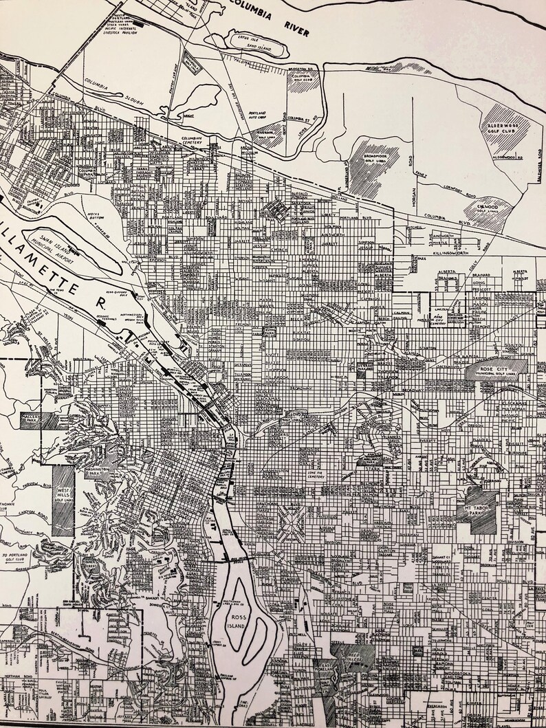 Antique Map of Portland. City Map. 1937 Historical Print | Etsy