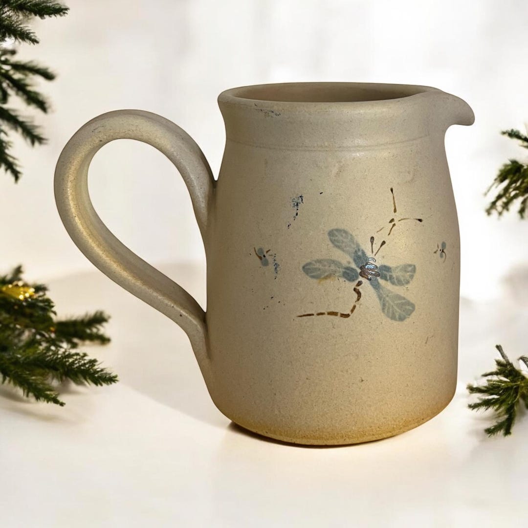 Small Vintage Studio Pottery Pitcher. wild Pottery Whimsical Dragonfly ...