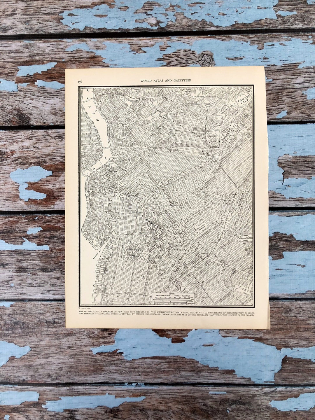 Antique Map of Brooklyn. New York City Map. 1937 Historical Print ...