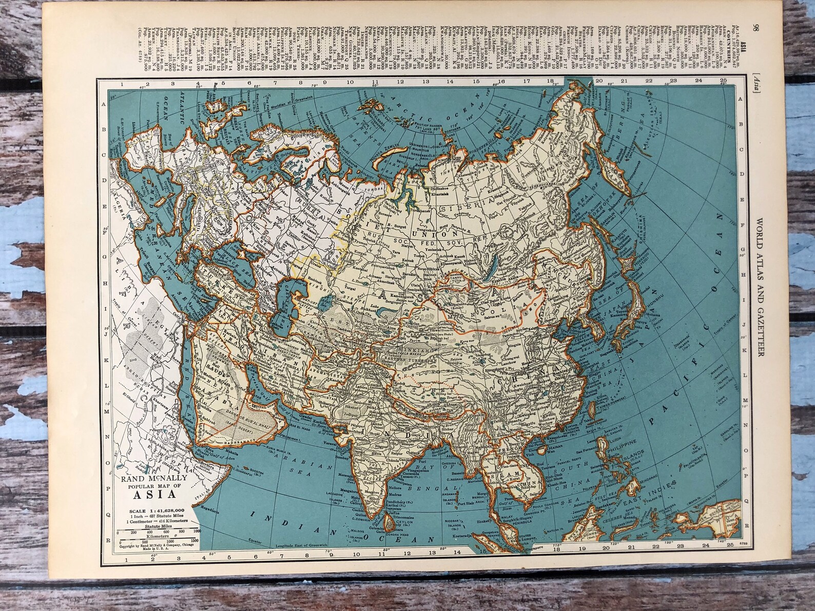 1937 Russia Asia Antique Map. Old Map of Asia & Eastern | Etsy