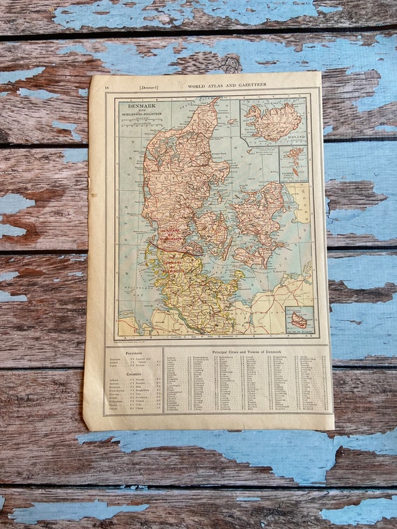 1926 Denmark Antique Map. Old Map of Denmark. Historical | Etsy