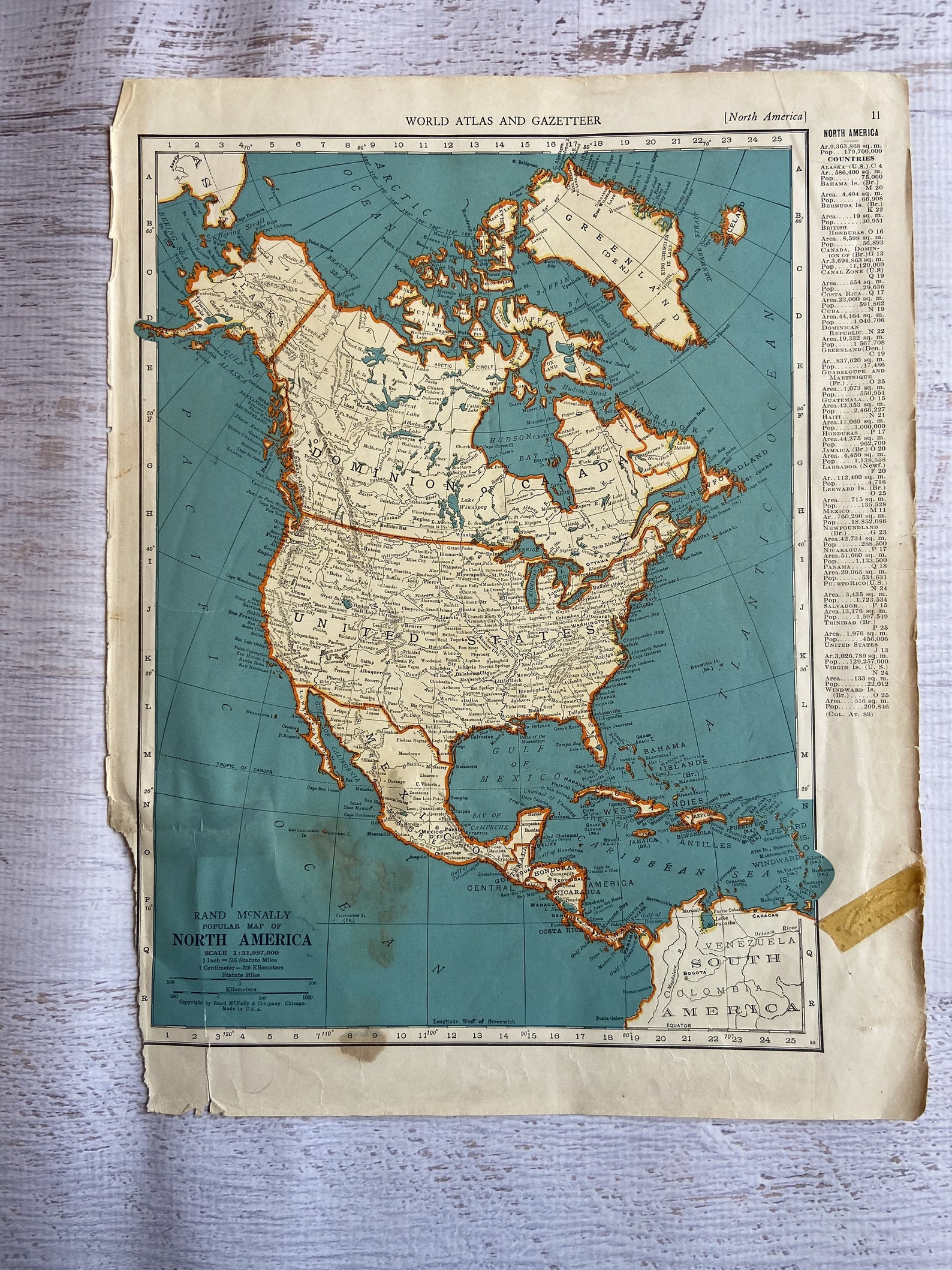Antique Map of North America. Vintage North America Map 1937 | Etsy
