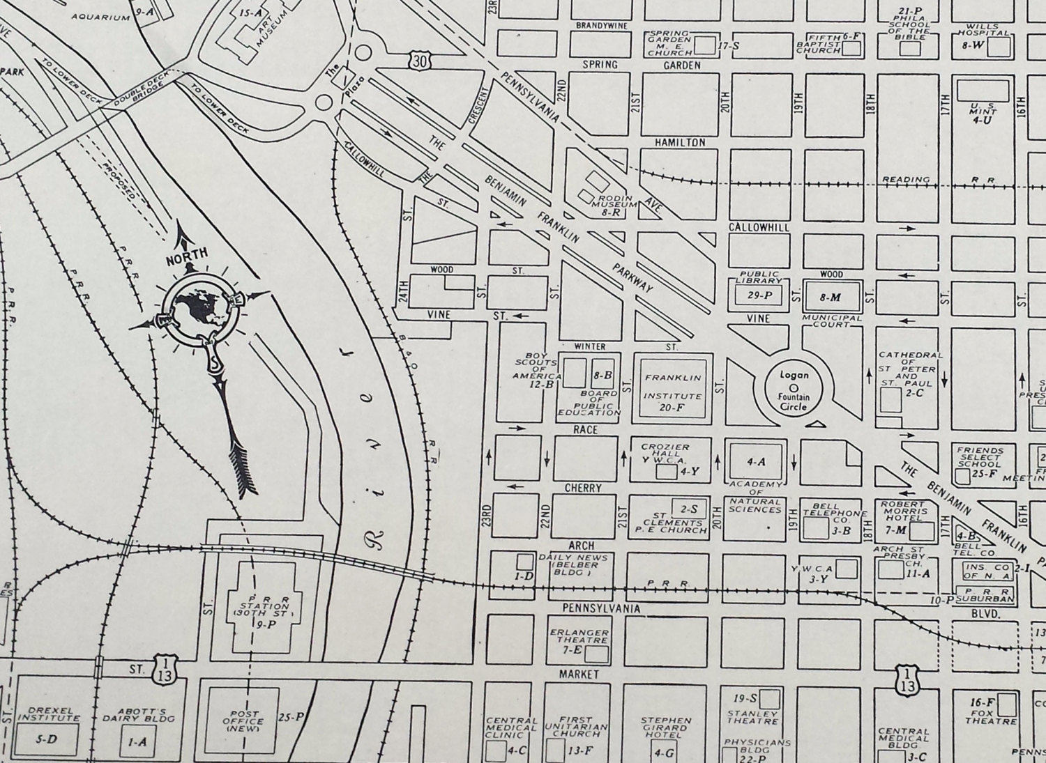 Antique Map of Philadelphia. City Map. 1937 Historical Print | Etsy