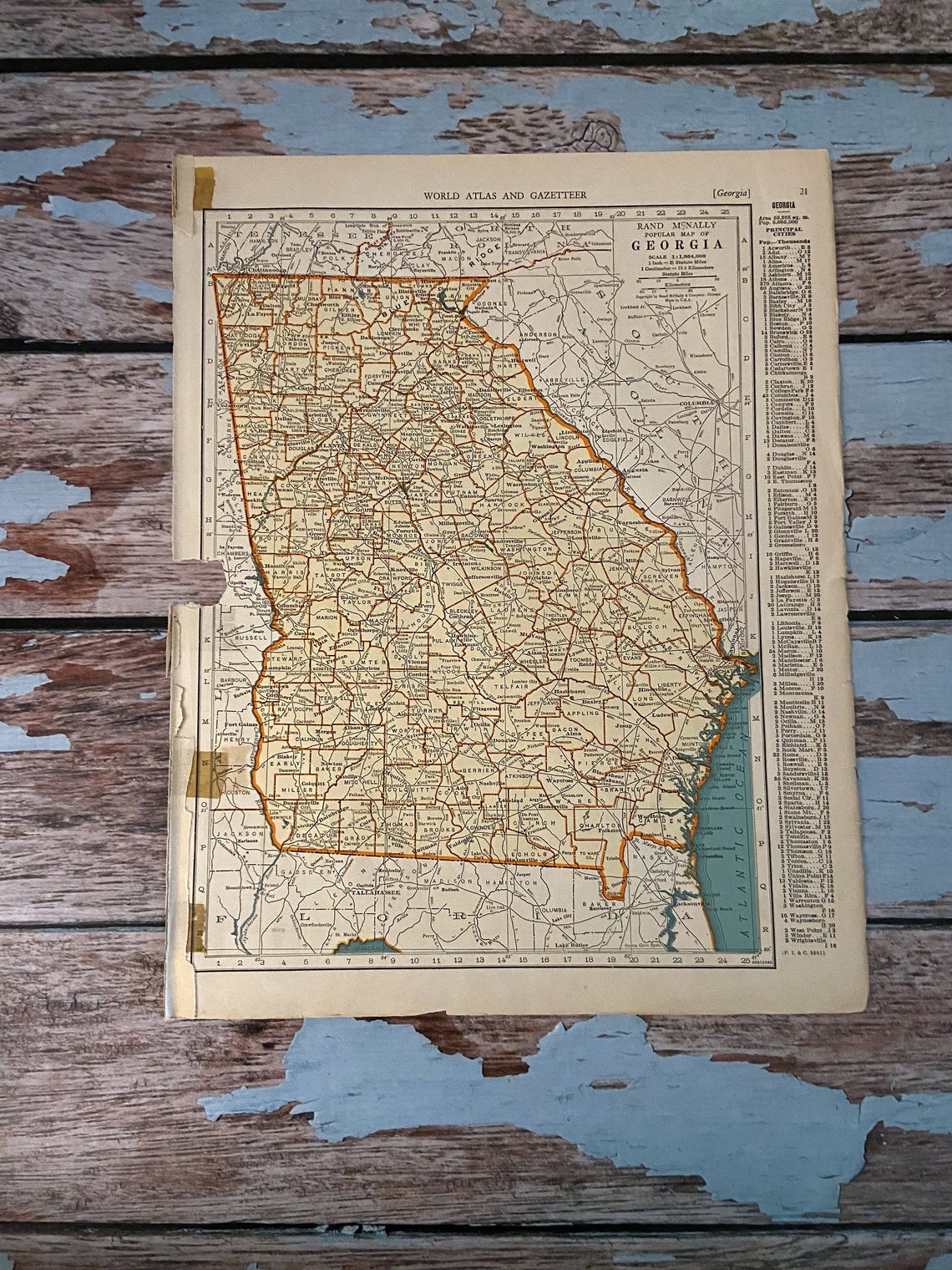 1937 Georgia Map. Vintage State Map of Georgia & Idaho. - Etsy