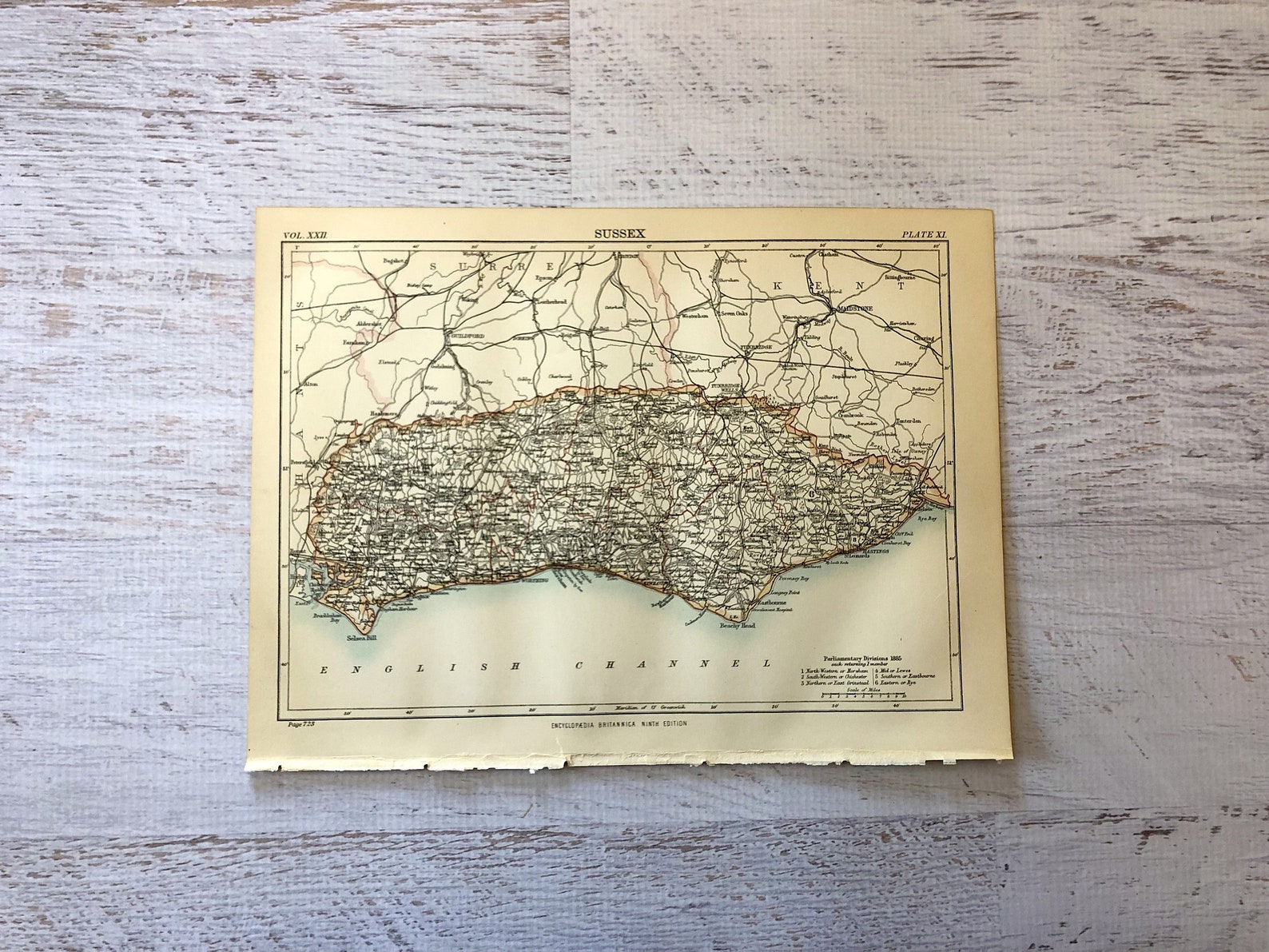1883 Sussex Map. Antique Colorful Map. Original Lithograph - Etsy