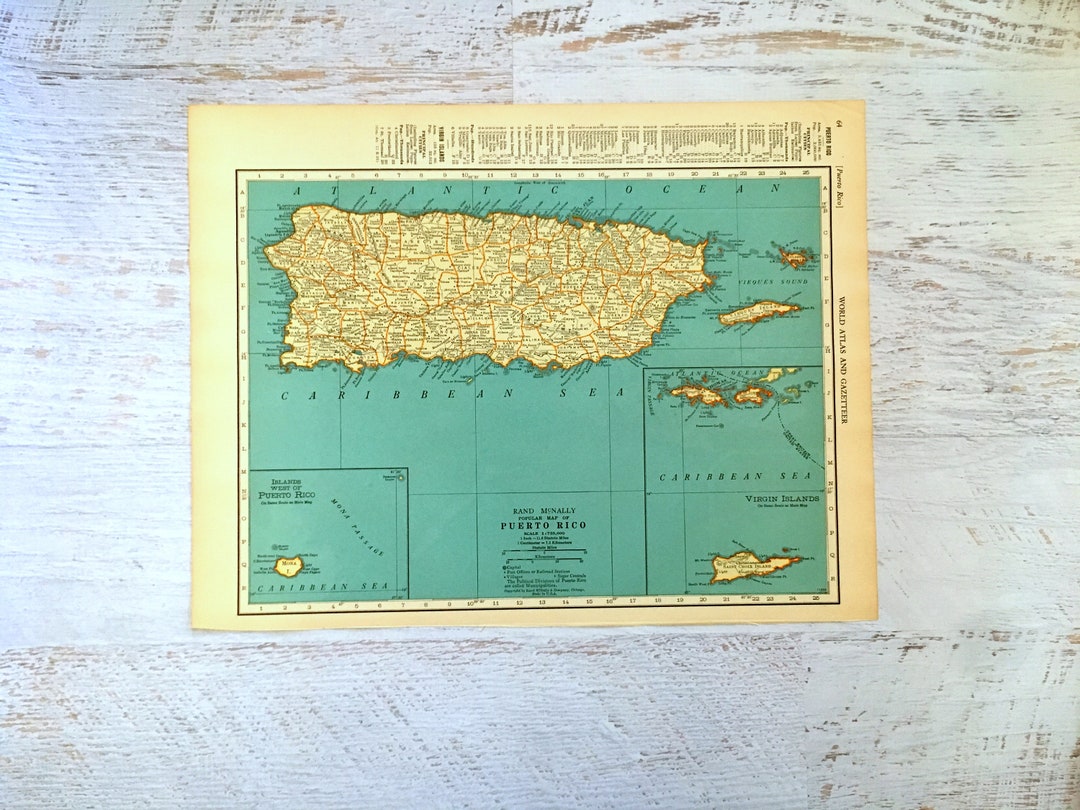 1937 Map of Puerto Rico. Historical Print, Antique Lithograph for ...