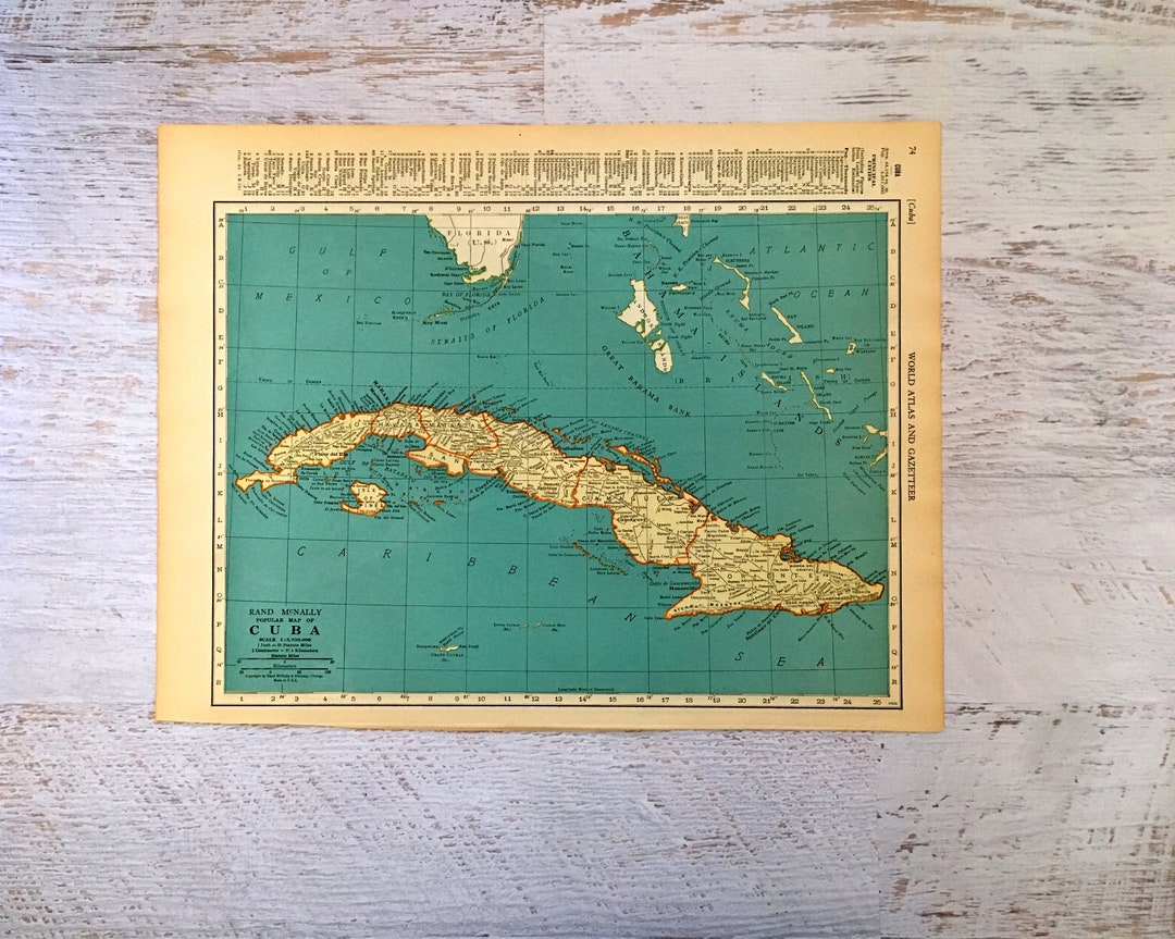 1937 Cuba Antique Map. Historical Print, Lithograph for Framing ...