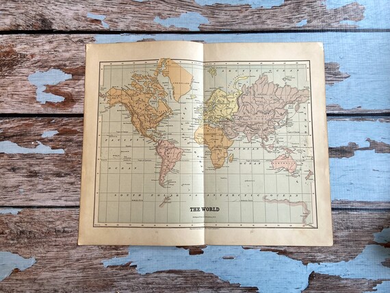 Prints Lithographs Beautiful Old Map to Frame Original Colorful Map ...