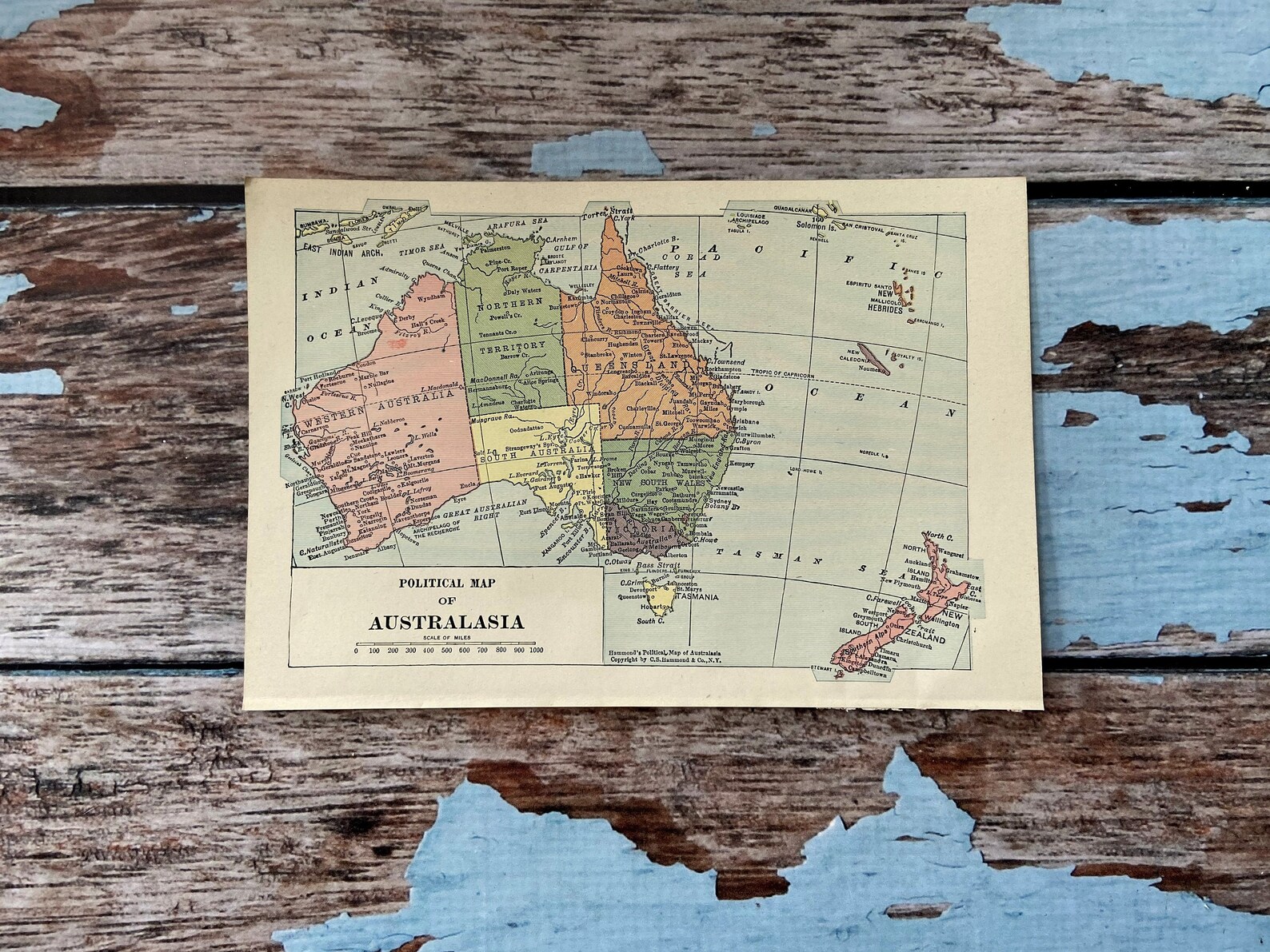 1925 Australia Political Antique Map. Old Historical Print. Beautiful ...