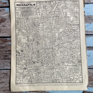 Indianapolis Antique City Map. C1937. 89 Year Old Historical Print ...