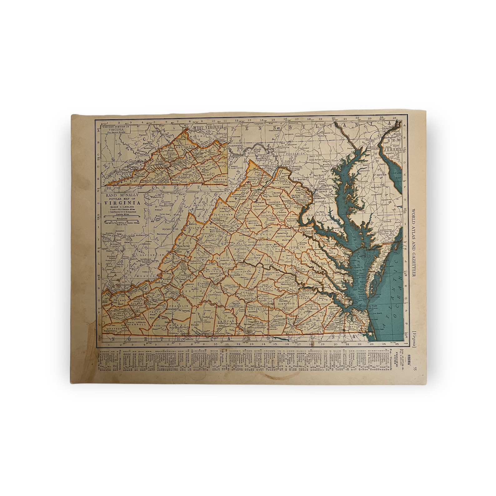 1937 Virginia Antique Map. Old State Map of Virginia. - Etsy