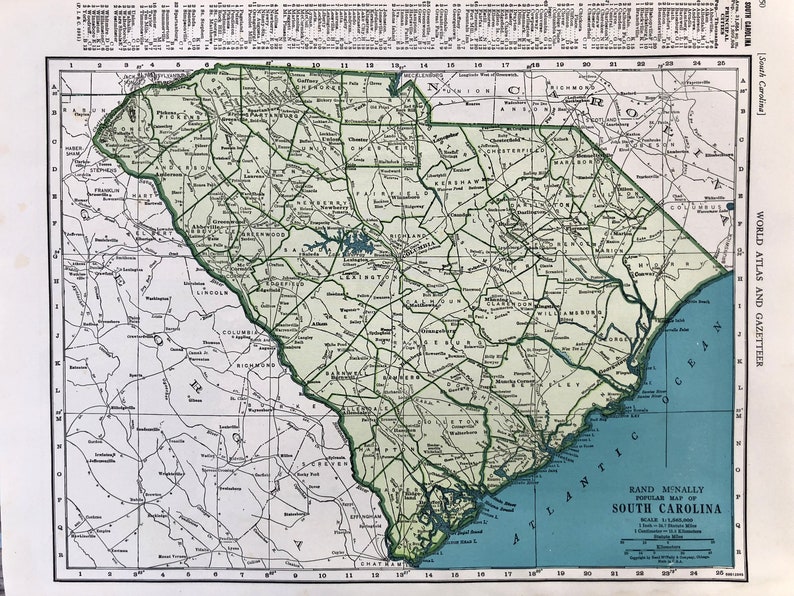 1940 South Carolina Map. Old Map Rhode Island & South - Etsy