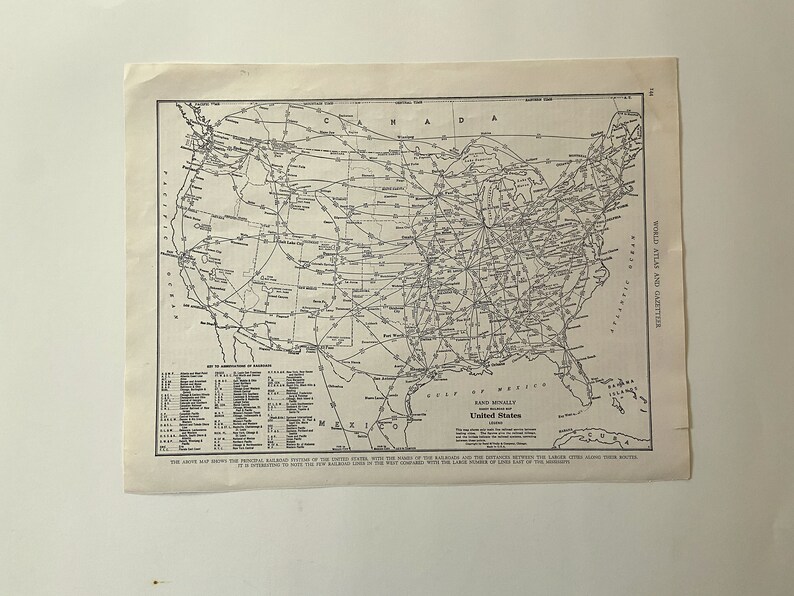 1937 Railroad Map. Antique Map of United States Railroad | Etsy