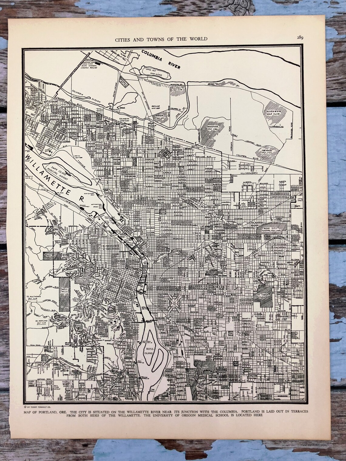 Antique Map of Portland. City Map. 1937 Historical Print - Etsy