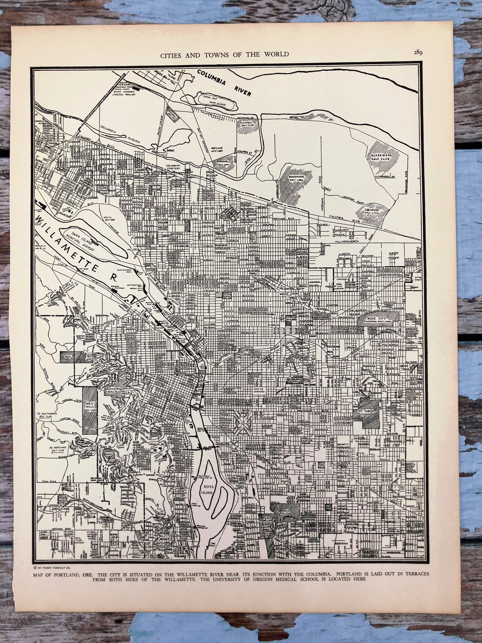 Antique Map of Portland. City Map. 1937 Historical Print - Etsy