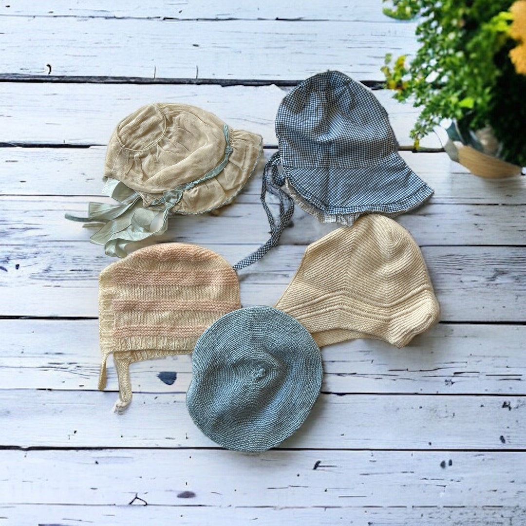 Collection of Victorian Baby Bonnets and Hats. Handmade, Knit, Crochet ...