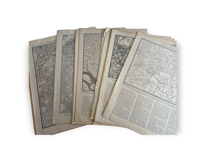 Antique City Map Collection. 20 Large Old Map Set. Ephemera Crafting ...