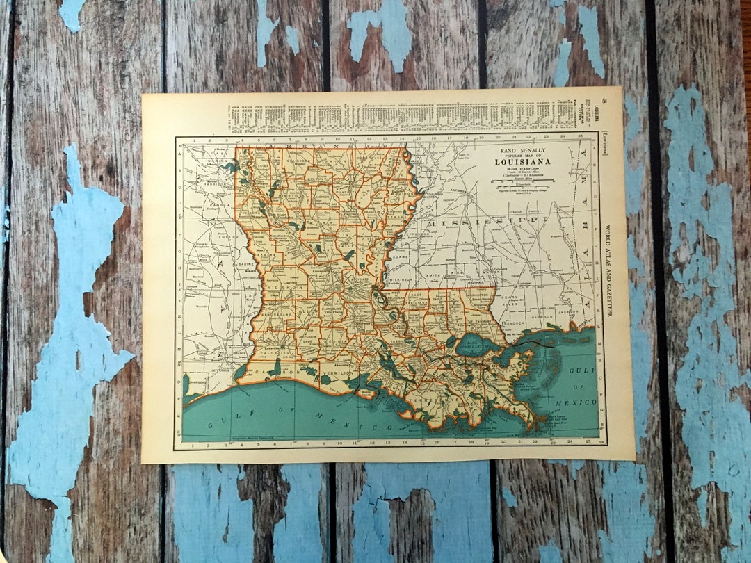 1937 Louisiana Antique Map. Old State Map of Louisiana. Historical ...