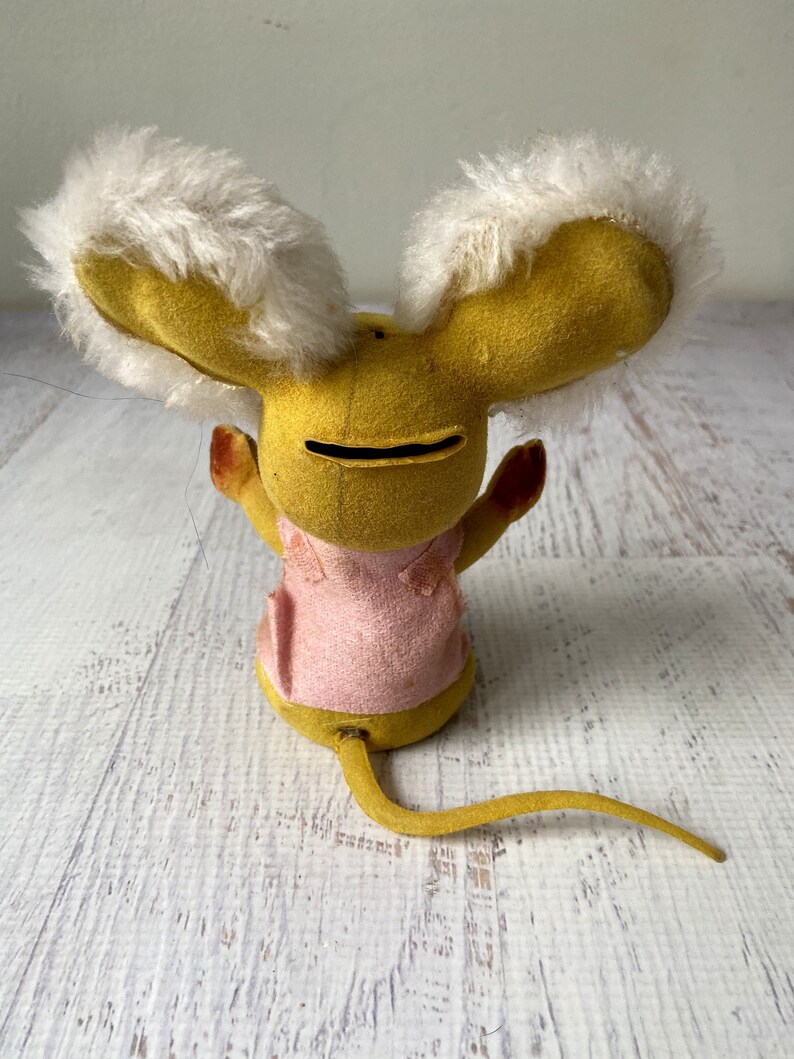 Vintage Yellow Flocked Mouse. Cartoonish Mouse with Big Yellow | Etsy