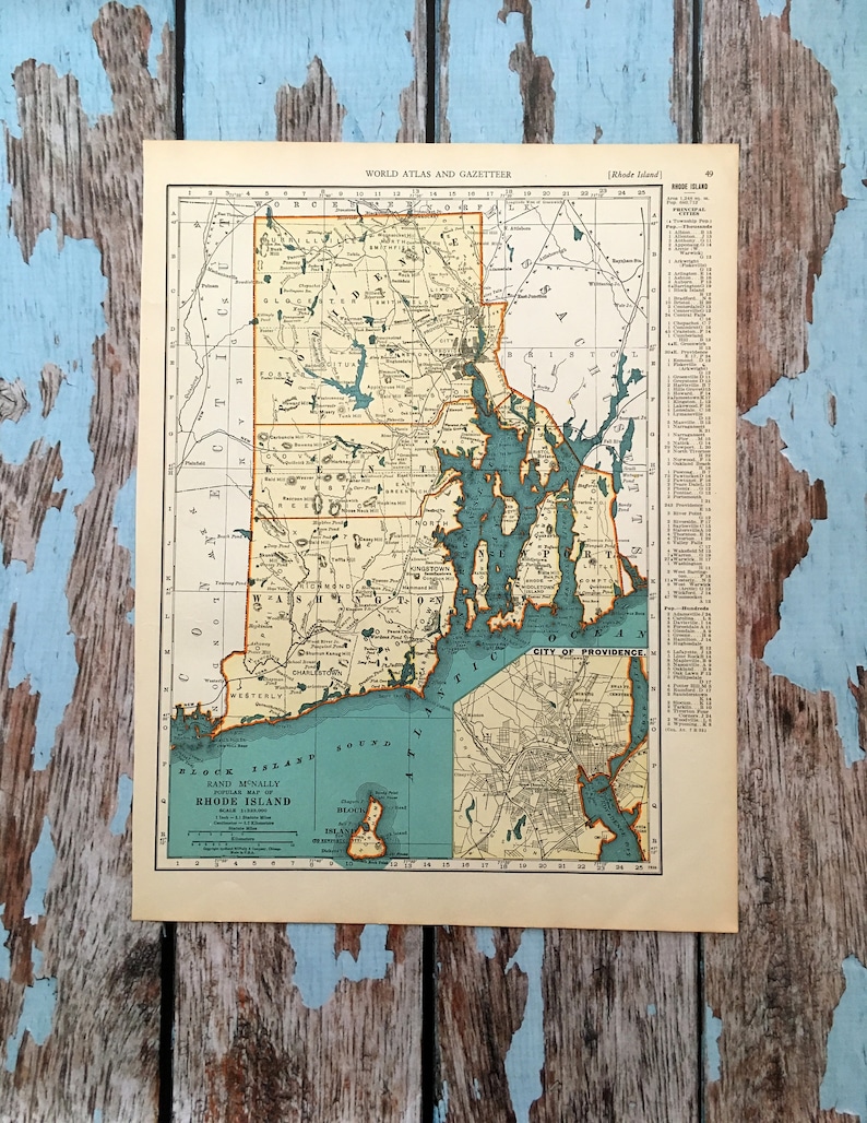 1937 Rhode Island Map. Old State Map of Rhode Island. Antique | Etsy