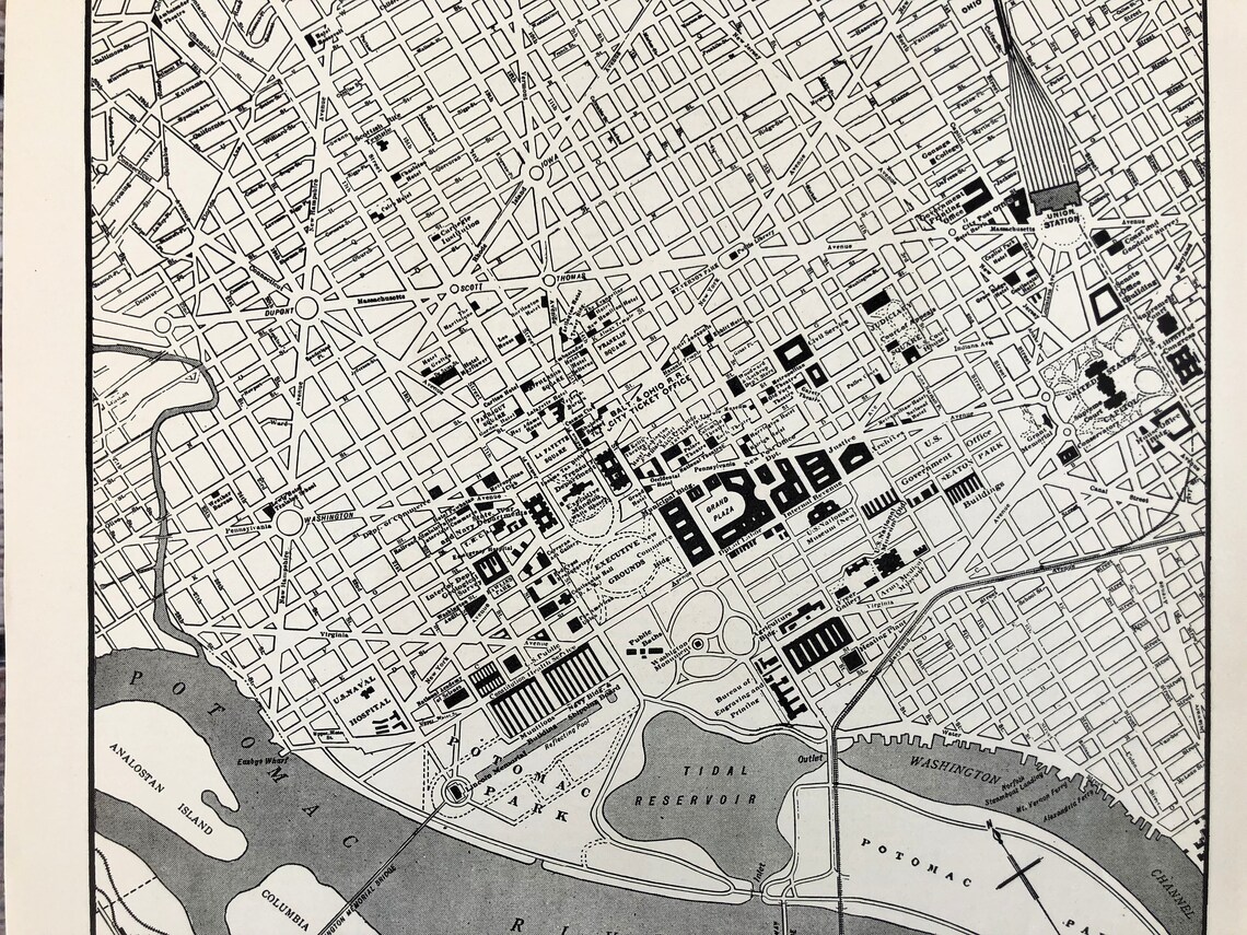 Antique Map of Washington DC. 1937 District of Columbia City - Etsy