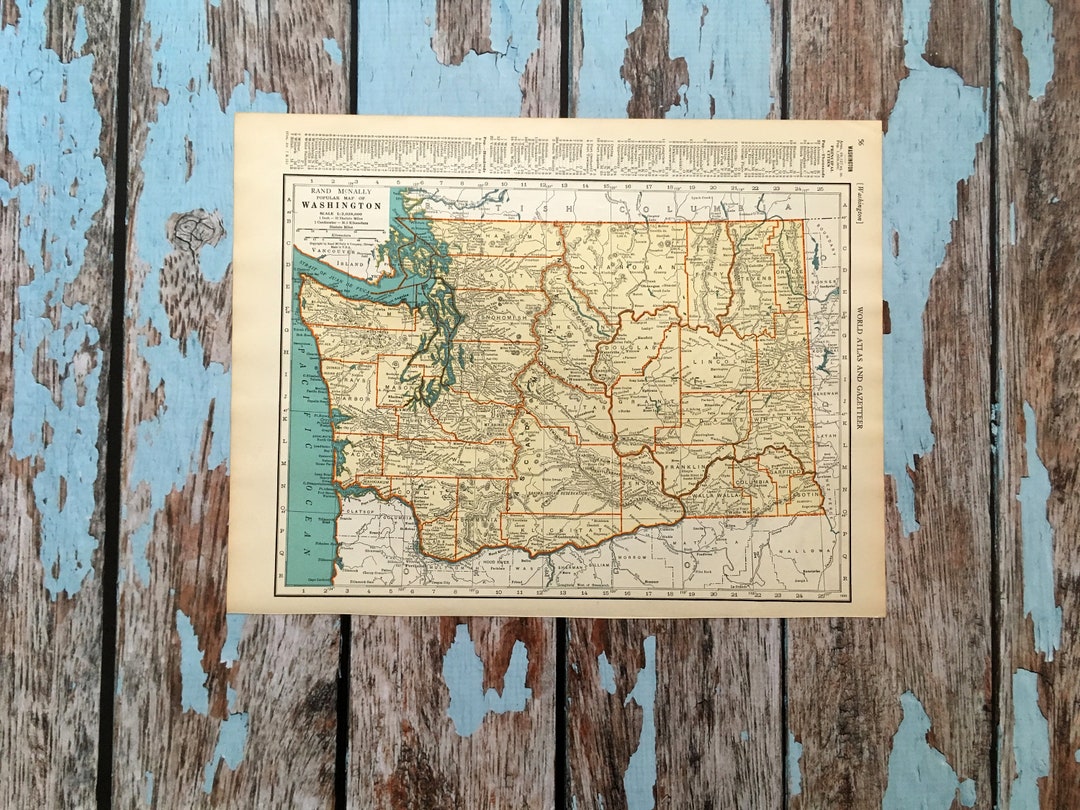 1937 Washington Map. Old Map of Washington State. Antique Historical ...