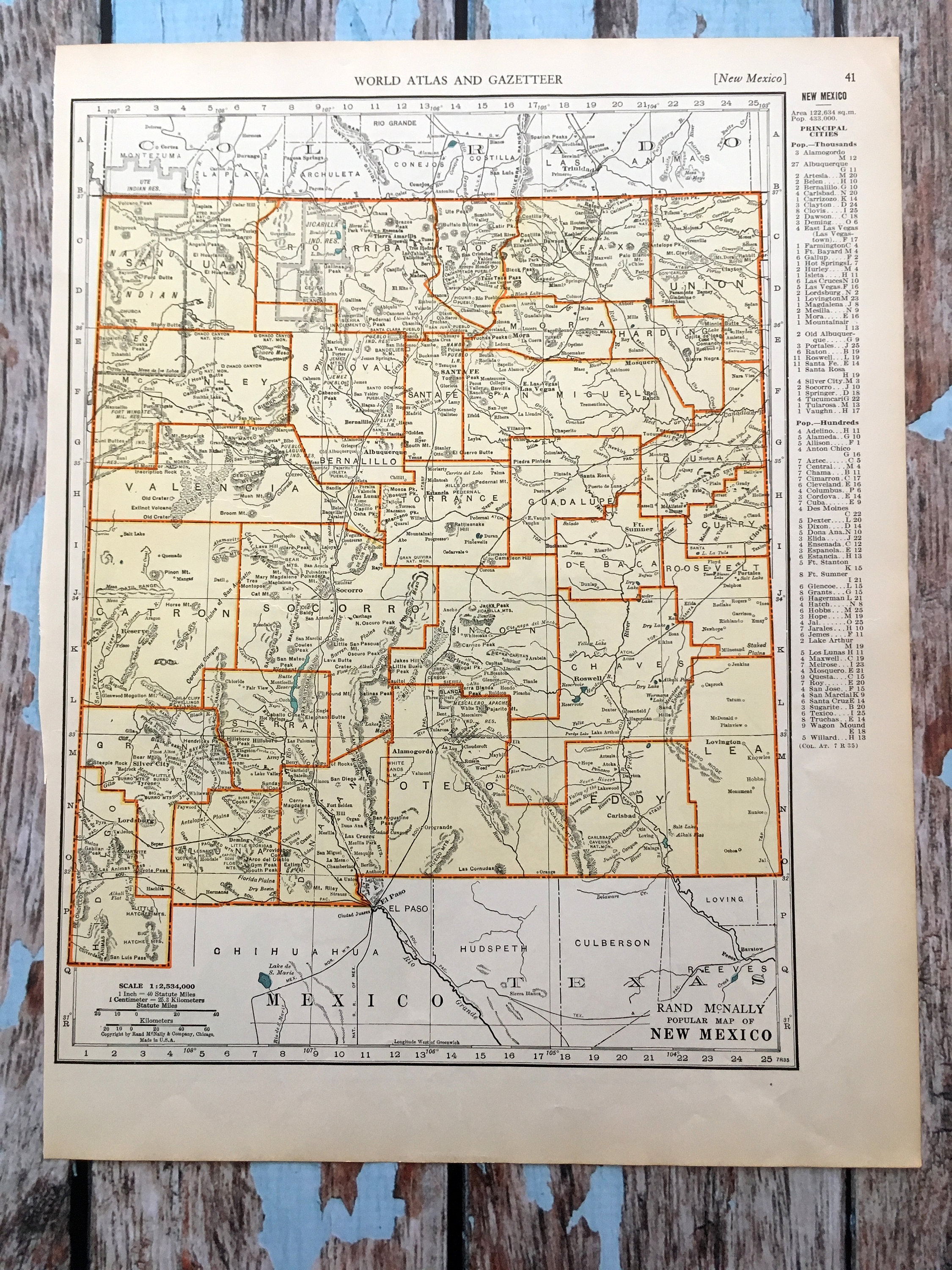 1937 New Mexico Antique Map. Old Map of New Mexico. Historical | Etsy