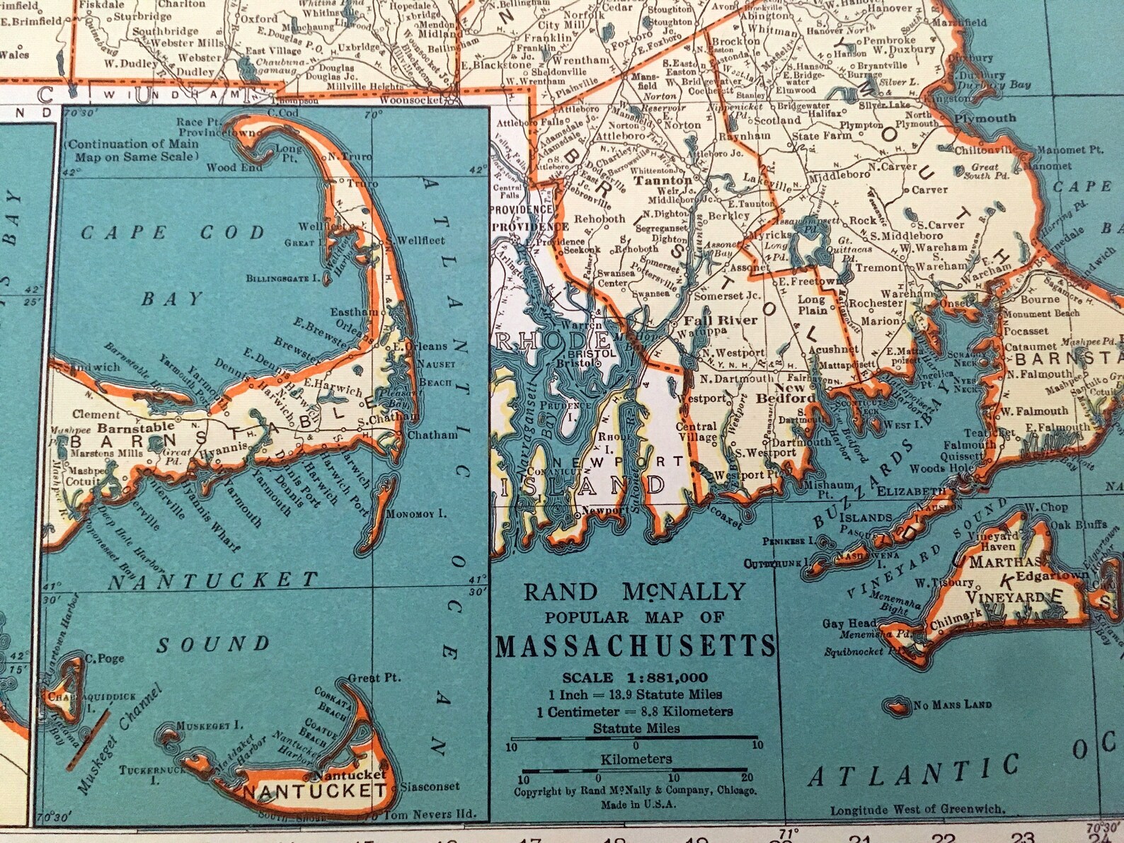 1937 Massachusetts Antique Map. Old State Map of Mass. - Etsy