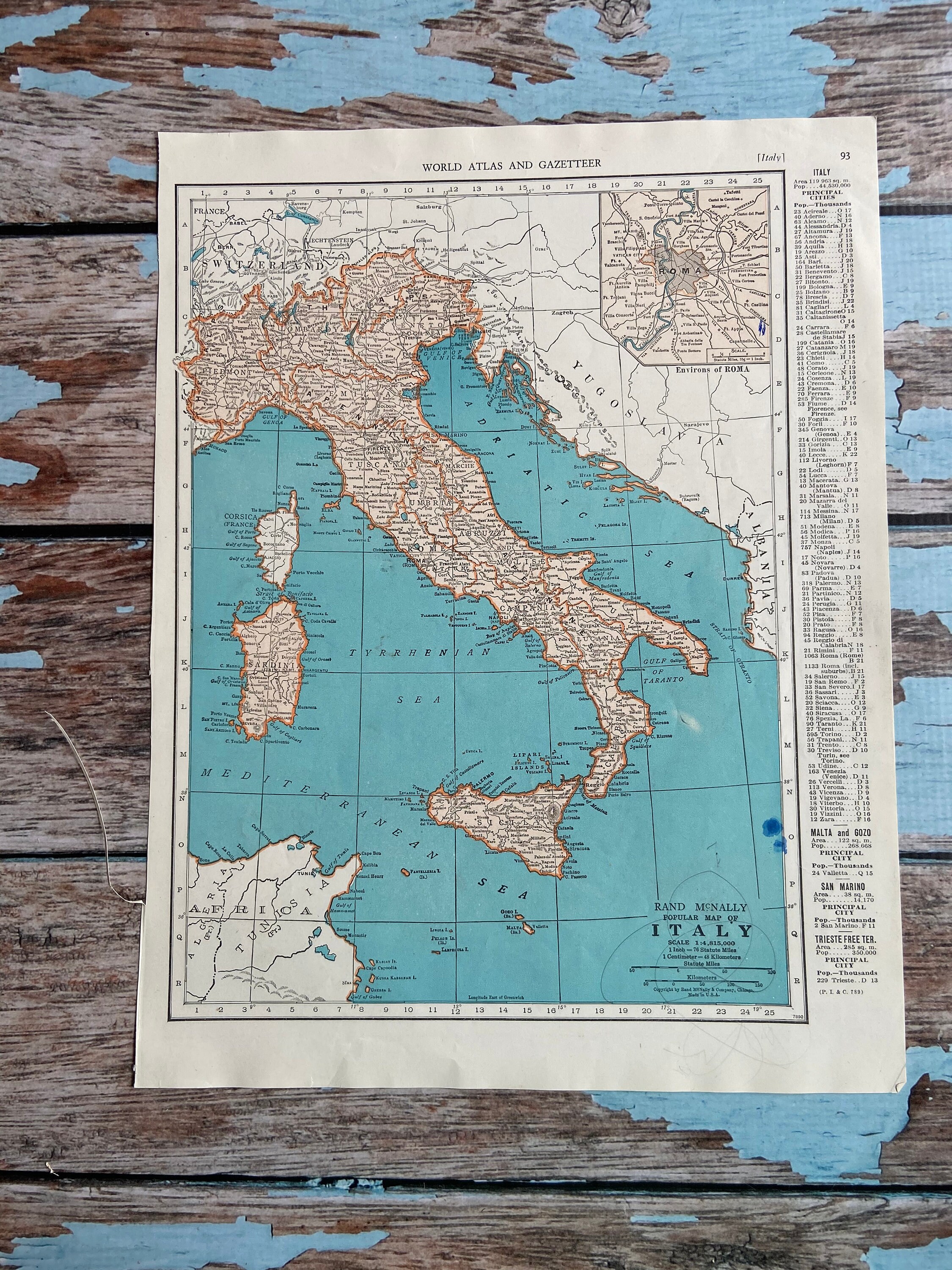 Antique Map of Italy. 1937. Beautiful Historical Print of - Etsy